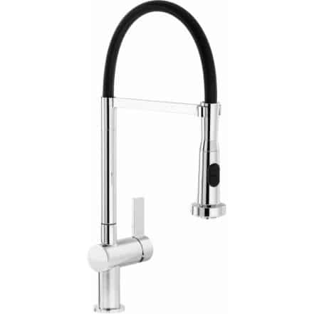 Ophelia Single Lever Pull Out Spray Chrome and Black - Kitchen Taps Ireland